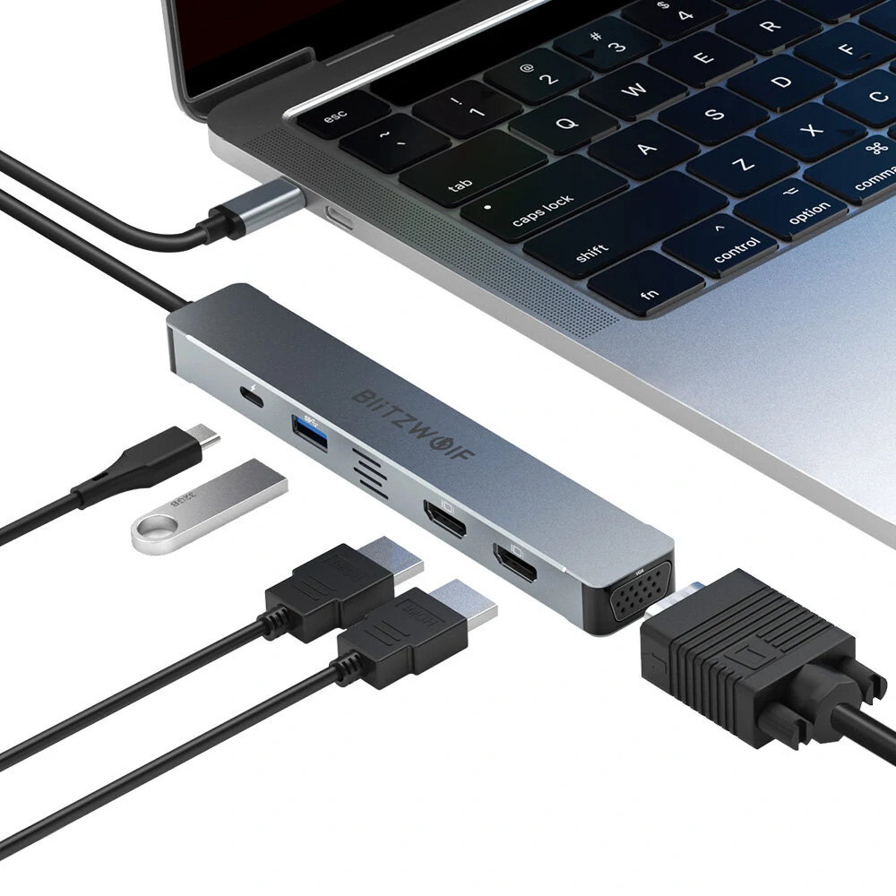BlitzWolf BW-NEW-TH11 Hub USB 5 în 1: 2x porturi HDMI, trans